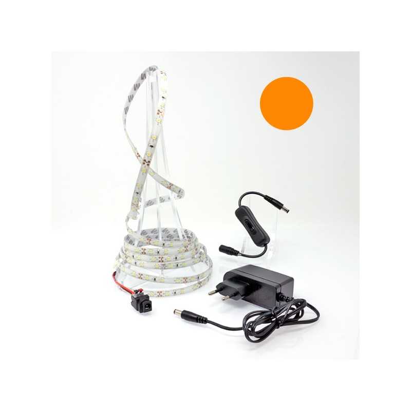 Kit bande LED orange 60LED/m étanche 2m50 220V avec interrupteur