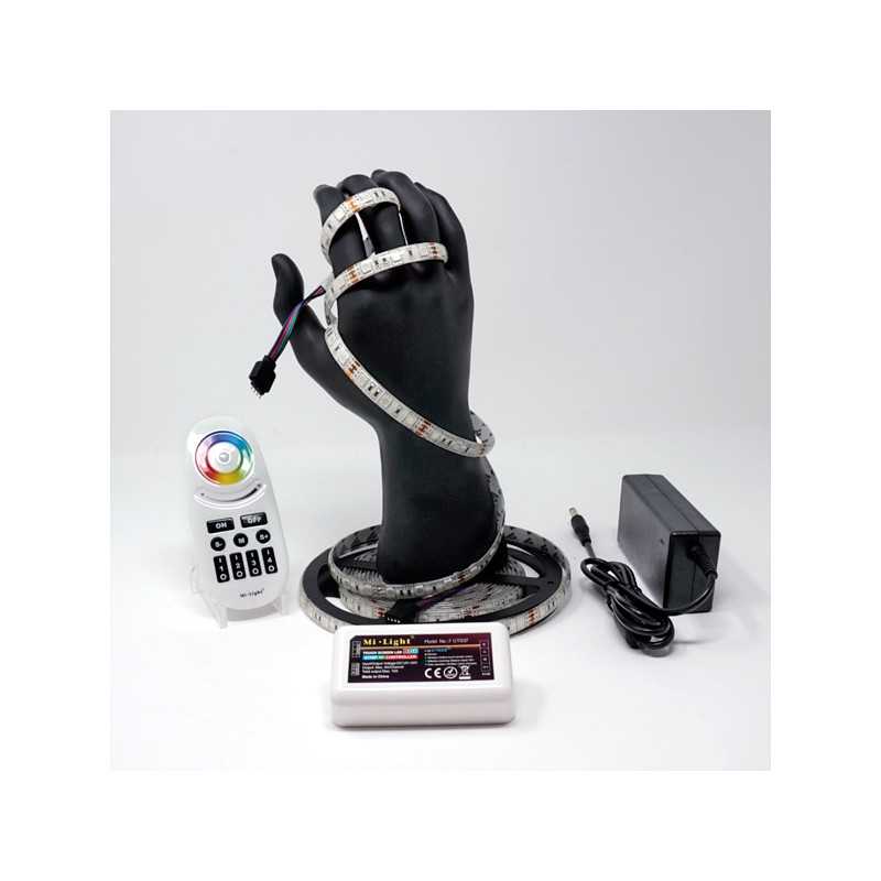 Kit ruban LED RGB 60LED/m IP65 5m contrôleur multizone 220V