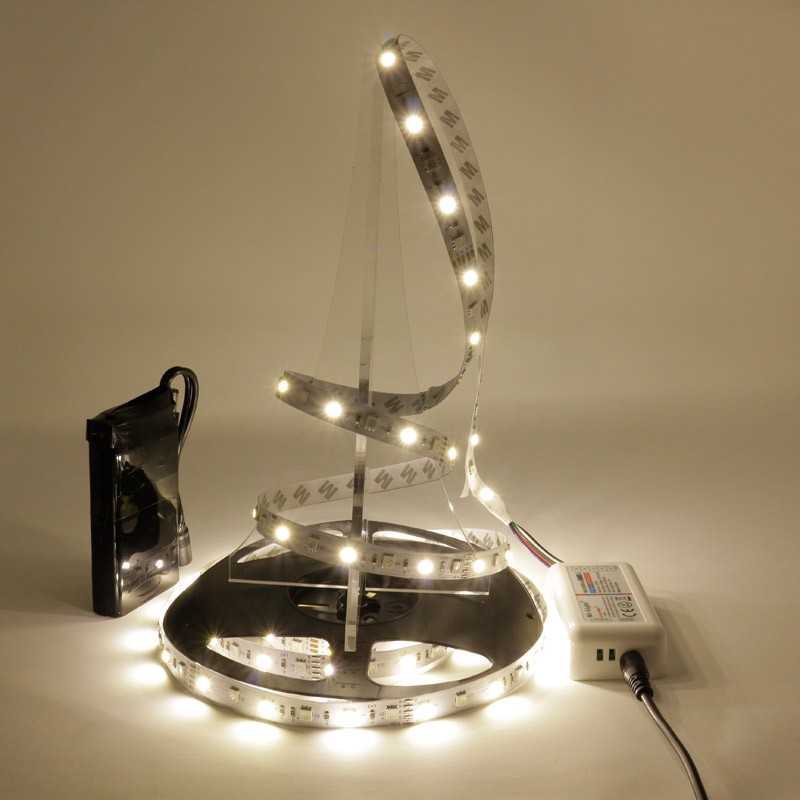Kit ruban LED RGB+WW sur batterie 60LED/m 2m50 avec contrôleur RF