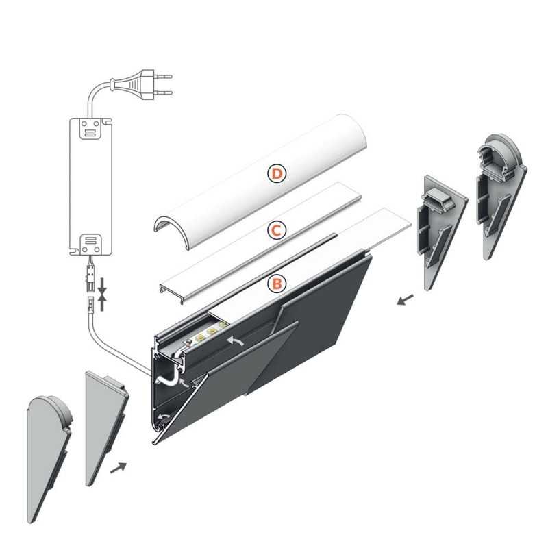 Cache de finition aluminium pour profilé LED spécial corniche