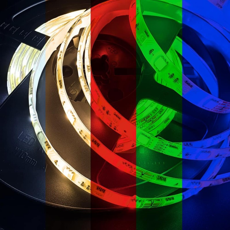 Kit ruban LED RGB+CCT 60LED/m étanche 5m 220V avec mini contrôleur RF ...