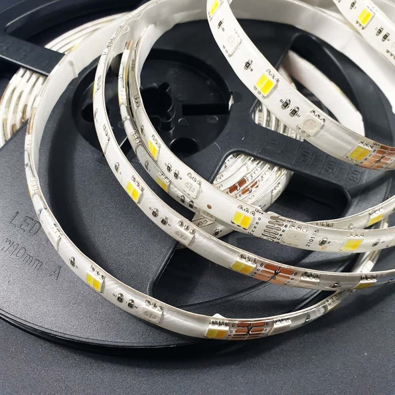 Kit ruban LED RGB+CCT 60LED/m étanche 5m piles avec mini contrôleur RF ...
