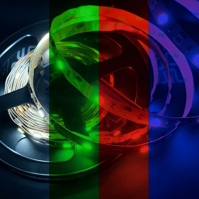 Kit ruban LED RGB+W 60LED/m 2m50 batterie avec mini contrôleur RF