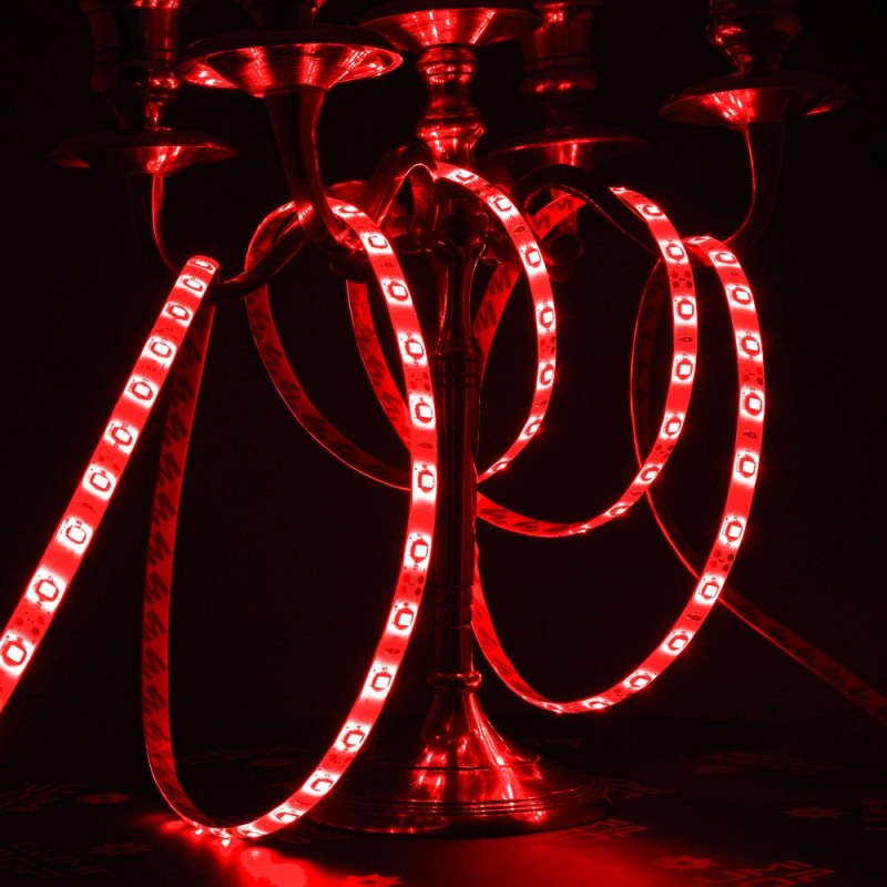 Kit ruban LED rouge 60LED/m étanche 2m50 220V avec flasheur RF