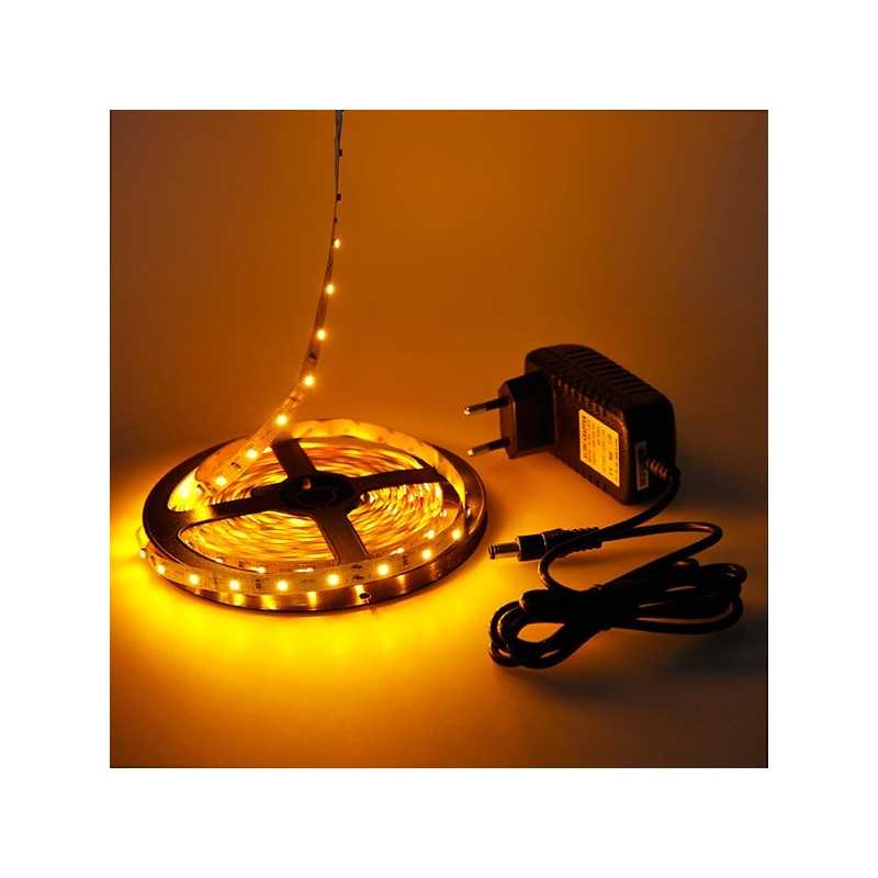 Kit ruban LED orange 60LED/m IP20 2m50 avec alimentation 220V