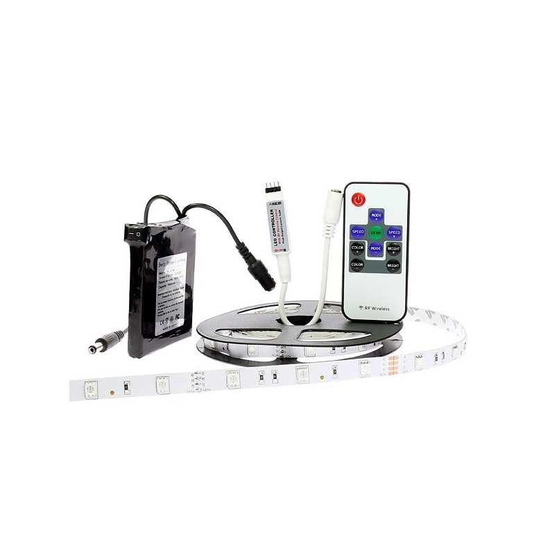 Kit ruban LED RGB 30LED/m IP20 2m50 mini contrôleur RF avec batterie ...