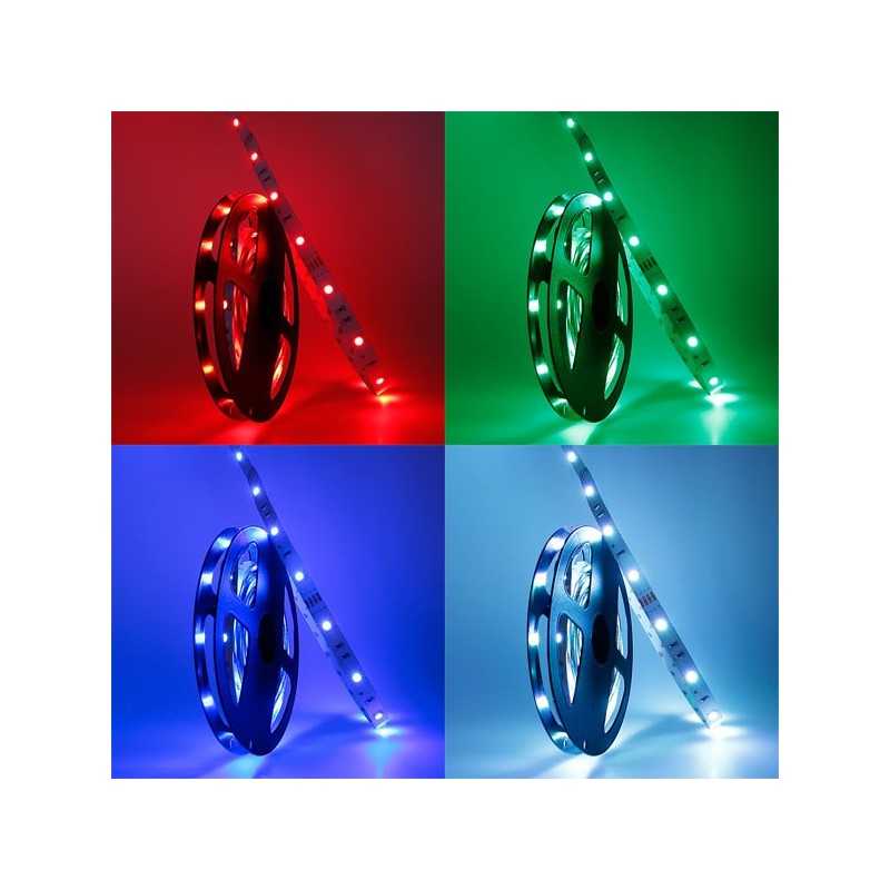 Kit ruban LED RGB 30LED/m IP20 2m50 mini contrôleur RF avec batterie ...